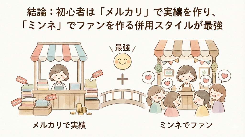 ミンネとメルカリはどっちが売れる？ハンドメイド作家が同時出品のメリットと客層の違いを徹底比較 | TOIRO handmade